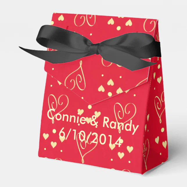 Elegant Red and Gold Valentine's Wedding Favor Box | Zazzle