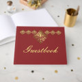 Elegant Red and Gold Wedding Guest Book | Zazzle
