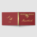 Elegant Red and Gold Wedding Guest Book | Zazzle