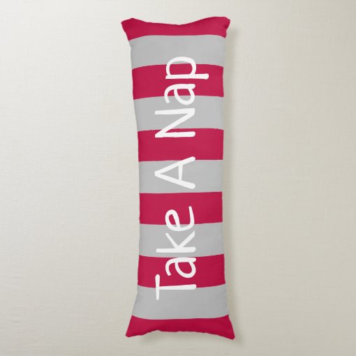 Elegant Red and Gray Striped Saying Body Pillow | Zazzle