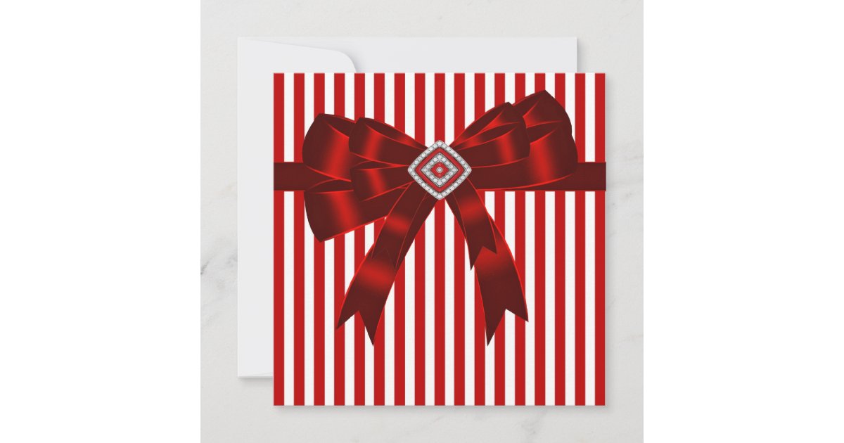 Elegant Red and White Stripe Party Template | Zazzle