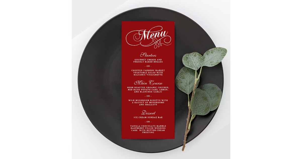 Elegant Red And White Wedding Menu Templates | Zazzle