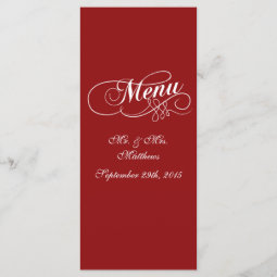Elegant Red And White Wedding Menu Templates | Zazzle