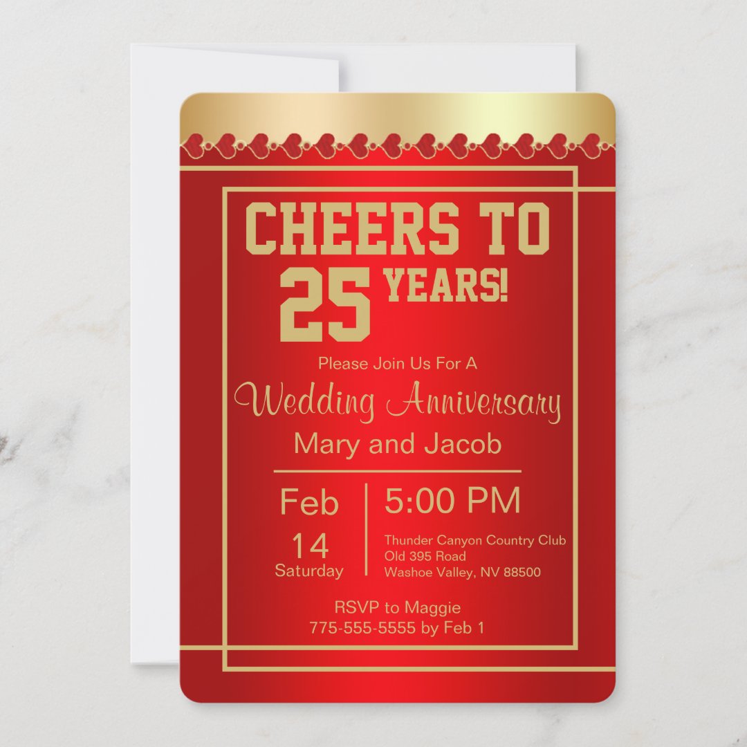 Elegant Red Anniversary Party Invitation | Zazzle