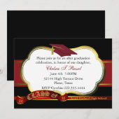 Elegant Red & Black Graduation Party Invitation | Zazzle