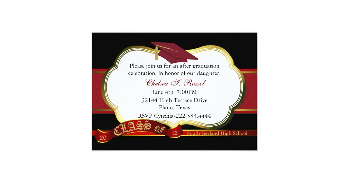 Elegant Red & Black Graduation Party Invitation | Zazzle.com