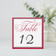 Elegant Red Black & White Script Table Number Card | Zazzle