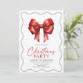 Elegant Red Bow Christmas Party Invitation | Zazzle