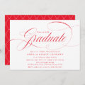 Elegant Red Calligraphy Graduation Party Invitation | Zazzle