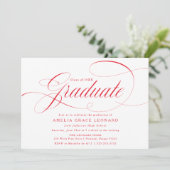 Elegant Red Calligraphy Graduation Party Invitation | Zazzle