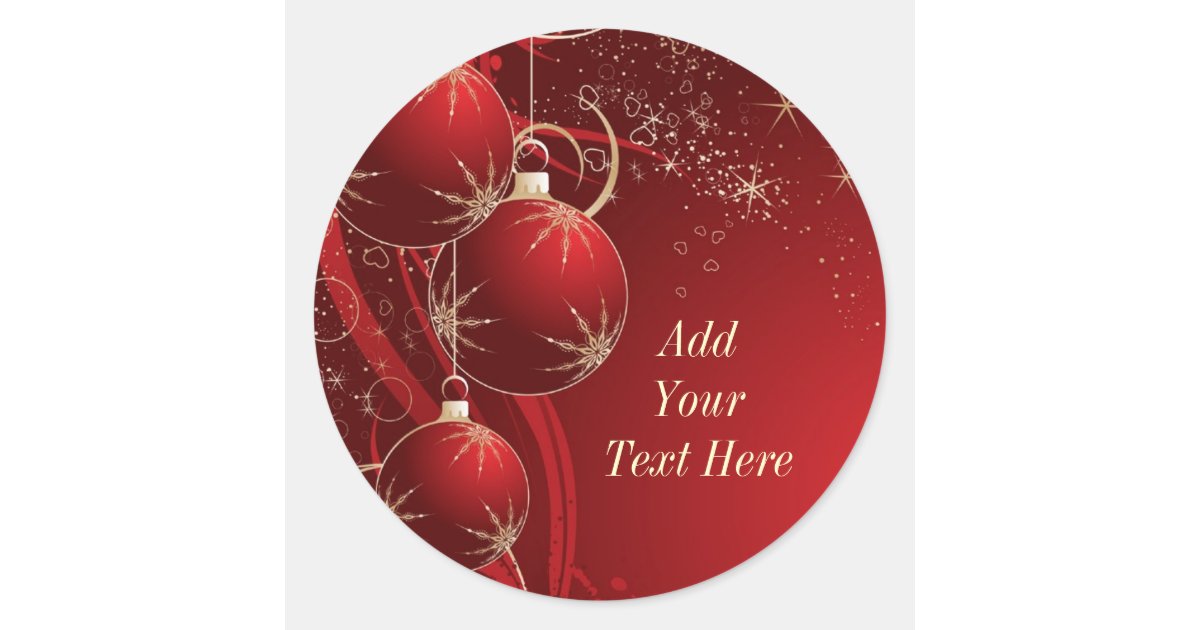 Elegant Red Christmas Classic Round Sticker | Zazzle