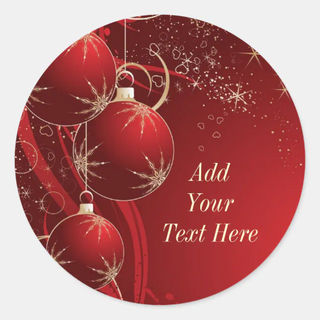 Elegant Red Christmas Classic Round Sticker | Zazzle