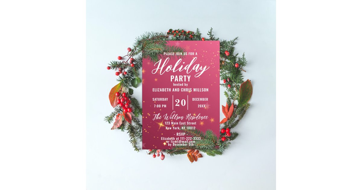 Elegant Red Christmas Holiday Party Invitation | Zazzle
