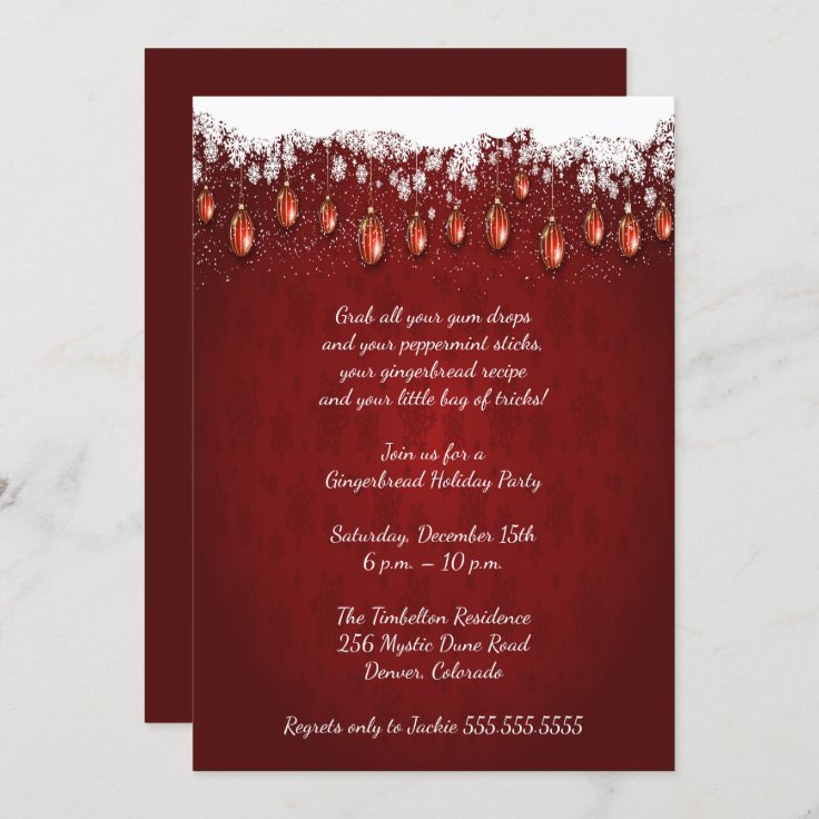 Elegant Red Christmas Party Invitation | Zazzle