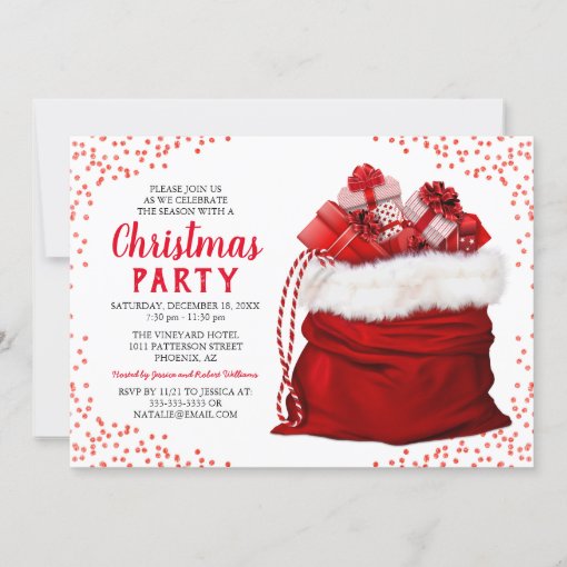 Elegant Red Corporate Christmas Party Invitation | Zazzle