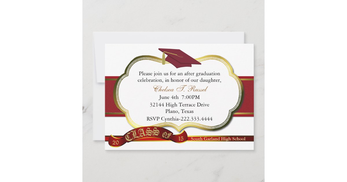 Elegant Red Custom Graduation Party Invitation | Zazzle