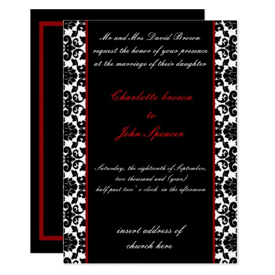 elegant red damask wedding invitation | Zazzle.com