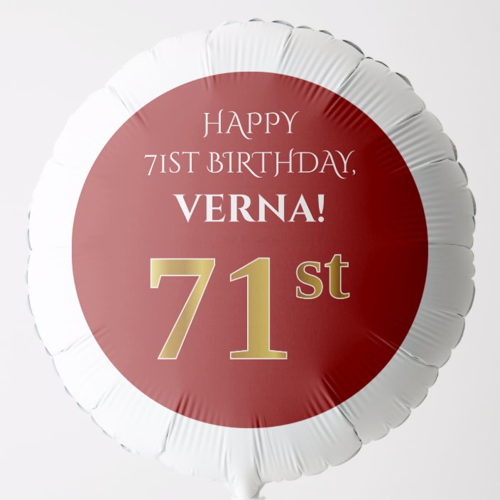 Elegant, Red, Faux Gold Look 71st Birthday Balloon | Zazzle.com