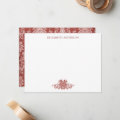 Elegant Red French Vintage Toile Flat Note Card | Zazzle