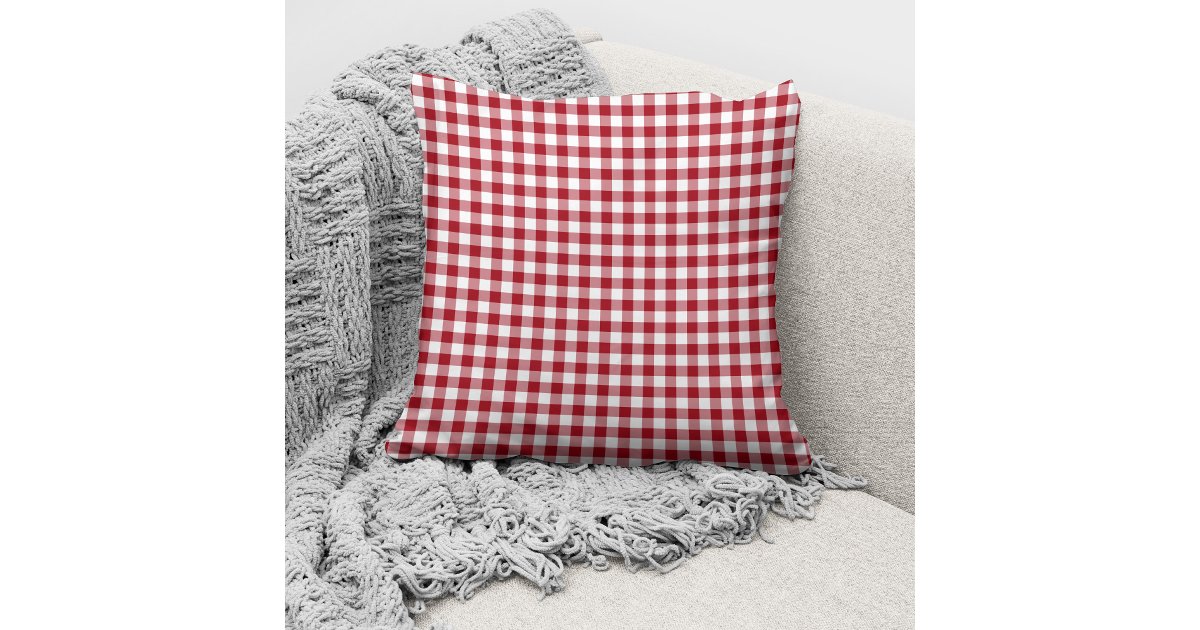 Elegant Red Gingham Checks Pattern Throw Pillow | Zazzle