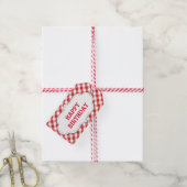 Elegant Red Gingham Pattern Personalized Birthday Gift Tags | Zazzle