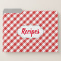 Elegant Red Gingham Pattern Recipes File Folder | Zazzle