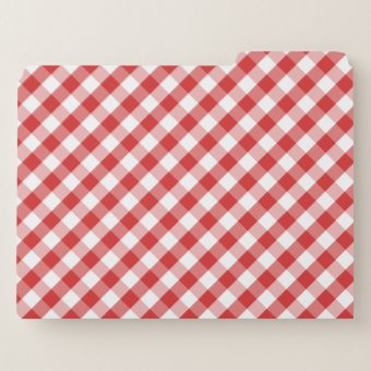 Elegant Red Gingham Pattern Recipes File Folder | Zazzle