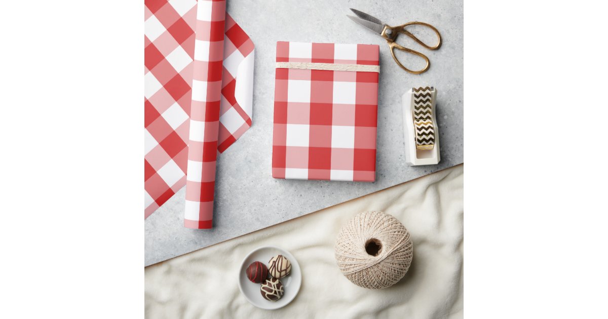 Elegant Red Gingham Pattern Wrapping Paper | Zazzle