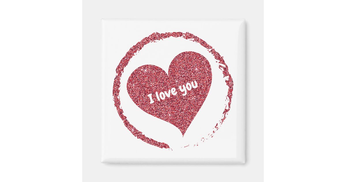 Elegant Red Glitter Love Refrigerator Magnet | Zazzle