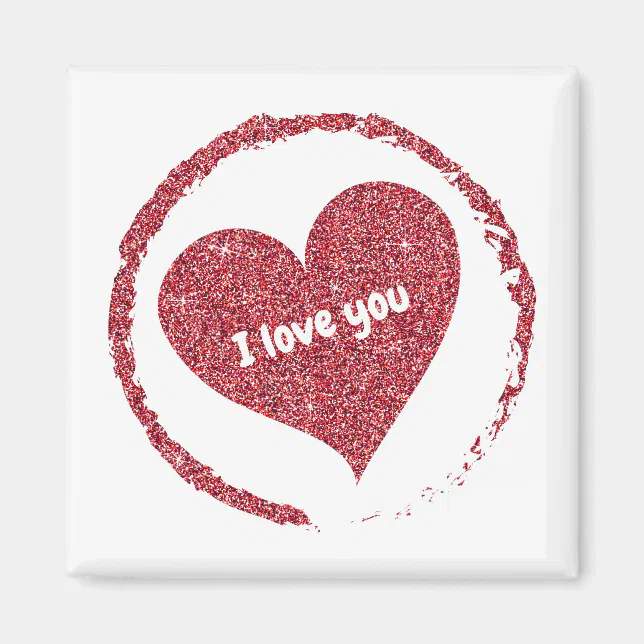 Elegant Red Glitter Love Refrigerator Magnet | Zazzle