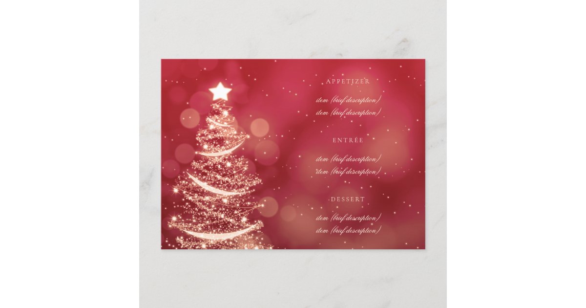 Elegant Red & Gold Christmas Elegant Wedding Menu | Zazzle