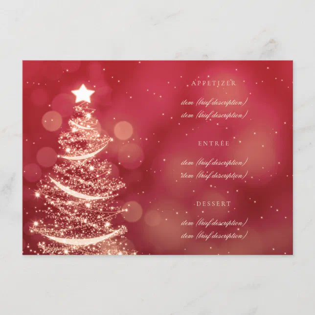 Elegant Red & Gold Christmas Elegant Wedding Menu | Zazzle