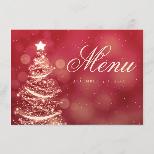 Elegant Red & Gold Christmas Elegant Wedding Menu | Zazzle
