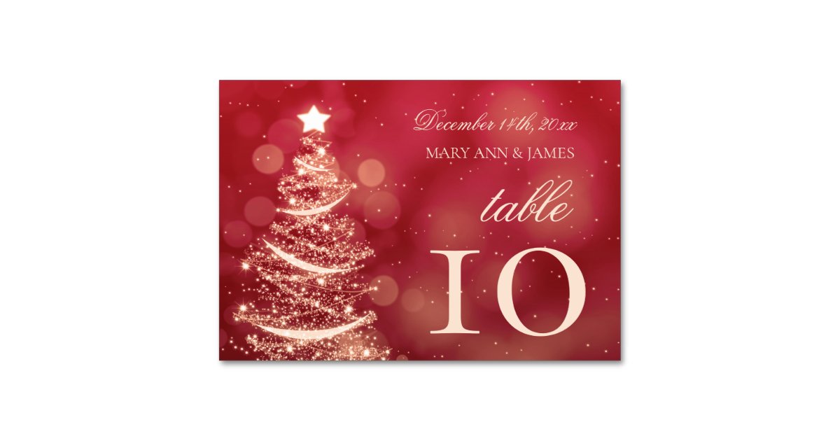 Elegant Red & Gold Christmas Table Number | Zazzle