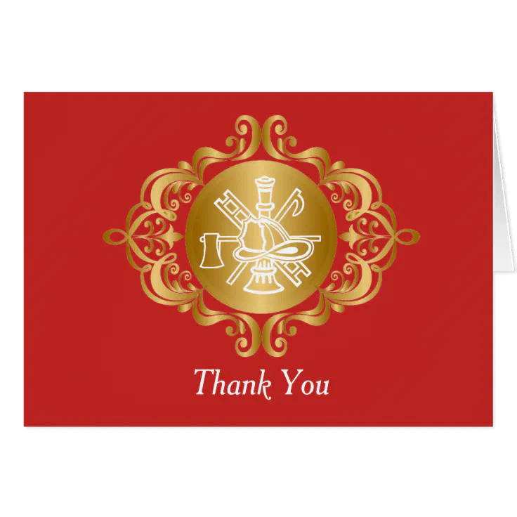 Elegant Red Gold Fire Icon Logo Thank You Cards | Zazzle