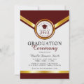 Elegant Red Gold Graduation Ceremony Invitation | Zazzle