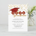Elegant Red Gold Graduation Photo Party Invitation | Zazzle