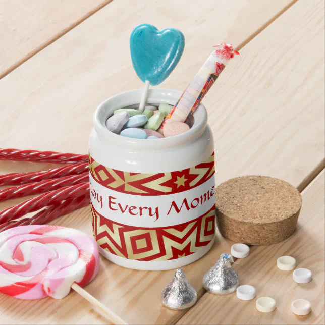 Elegant Red Gold Inspired Motivational Personalize Candy Jar | Zazzle