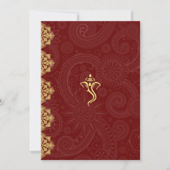 Elegant Red & Gold Vinayaka Wedding Insert Invitation | Zazzle