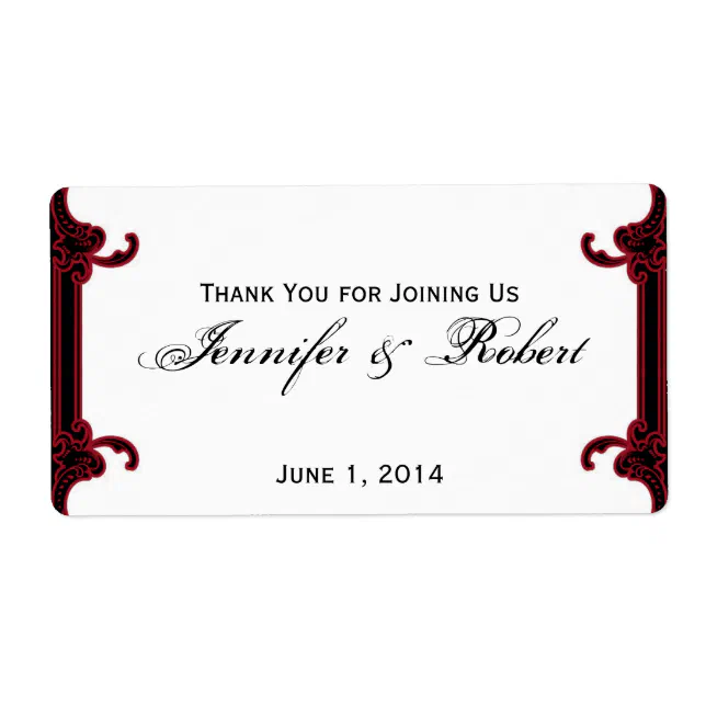Elegant Red Gothic Frame Water Bottle Label | Zazzle