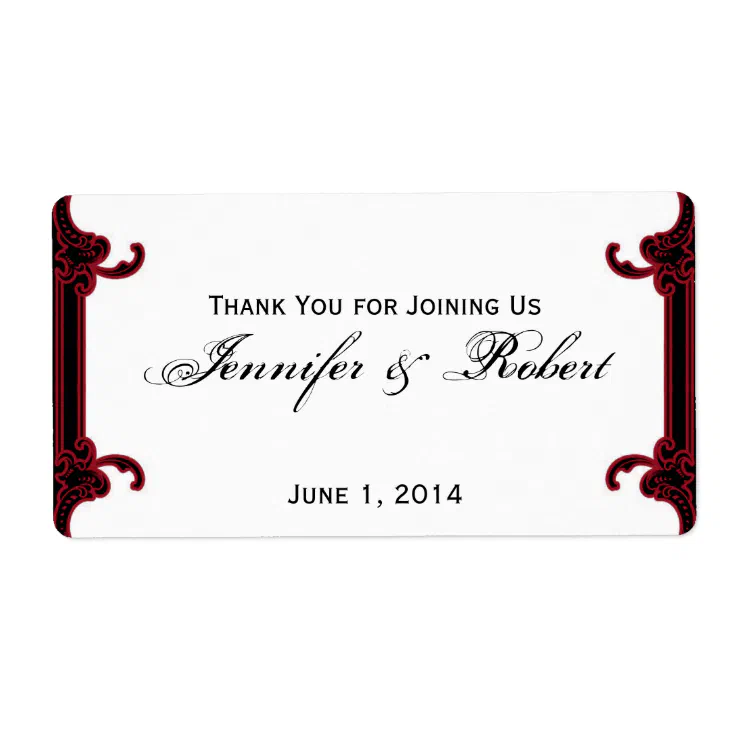 Elegant Red Gothic Frame Water Bottle Label | Zazzle