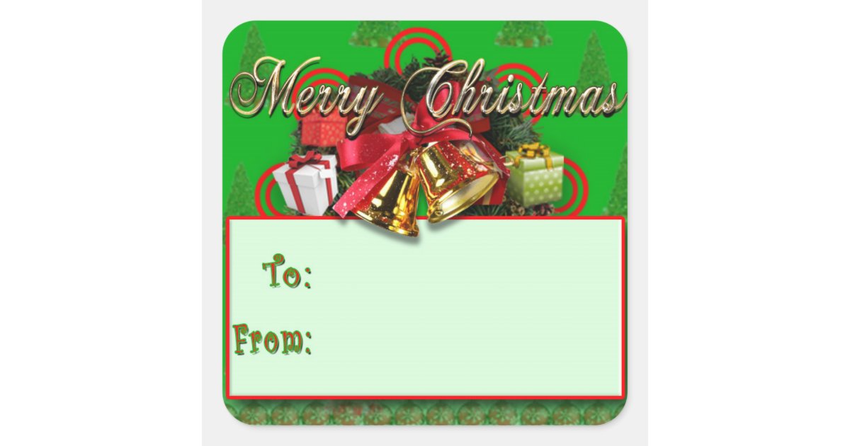 Elegant Red Green Gold Christmas Gift Tag Stickers | Zazzle