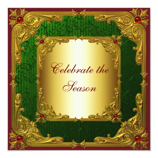 Elegant Red Green Gold Christmas Party Invitation Zazzle