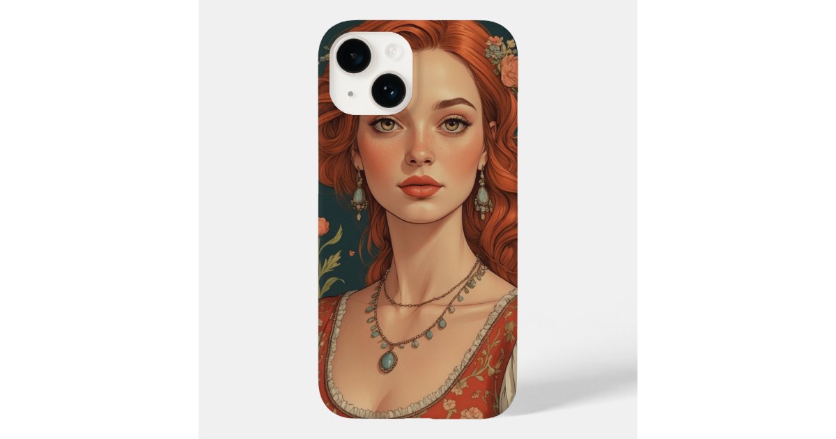 Elegant Red-Haired Princess iPhone Case | Zazzle