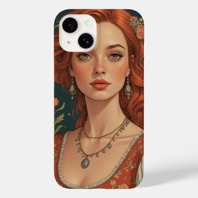 Elegant Red-Haired Princess iPhone Case | Zazzle