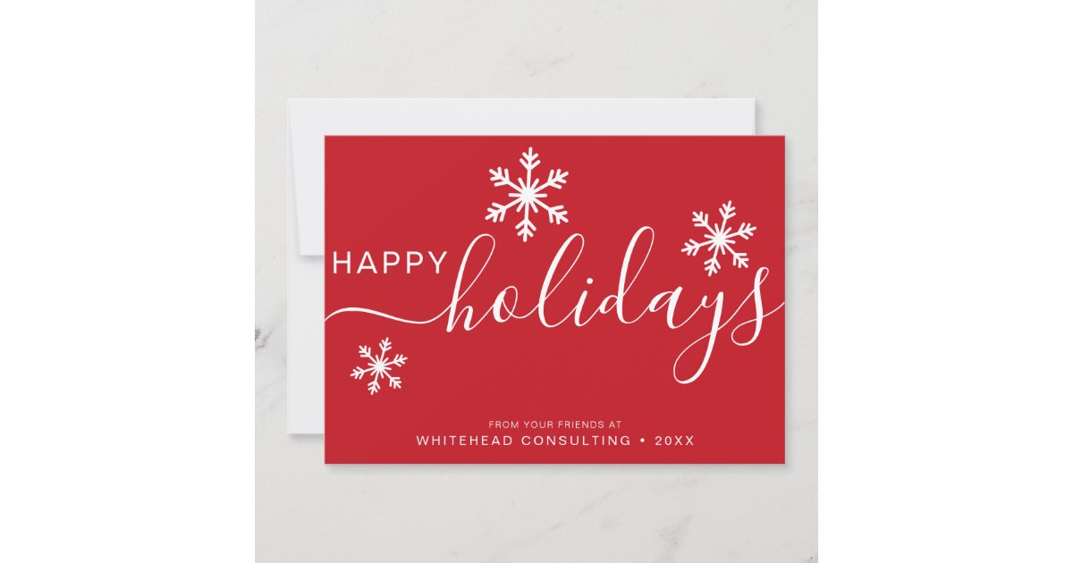Elegant Red Happy Holidays Greeting Holiday Card | Zazzle.com