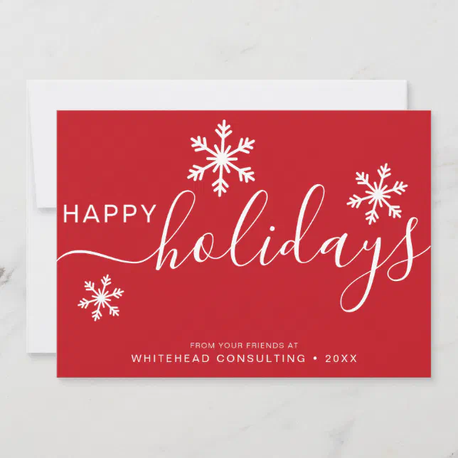 Elegant Red Happy Holidays Greeting Holiday Card | Zazzle