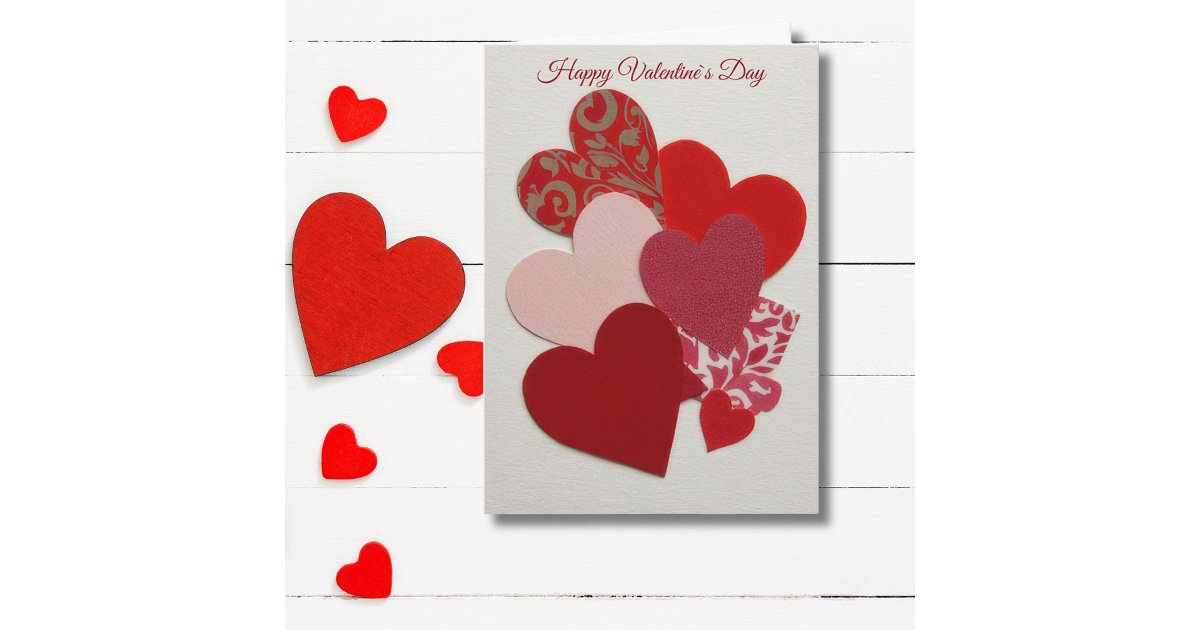 Elegant Red Heart Collage Valentine’s Day Card | Zazzle