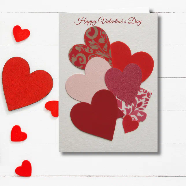 Elegant Red Heart Collage Valentine’s Day Card | Zazzle