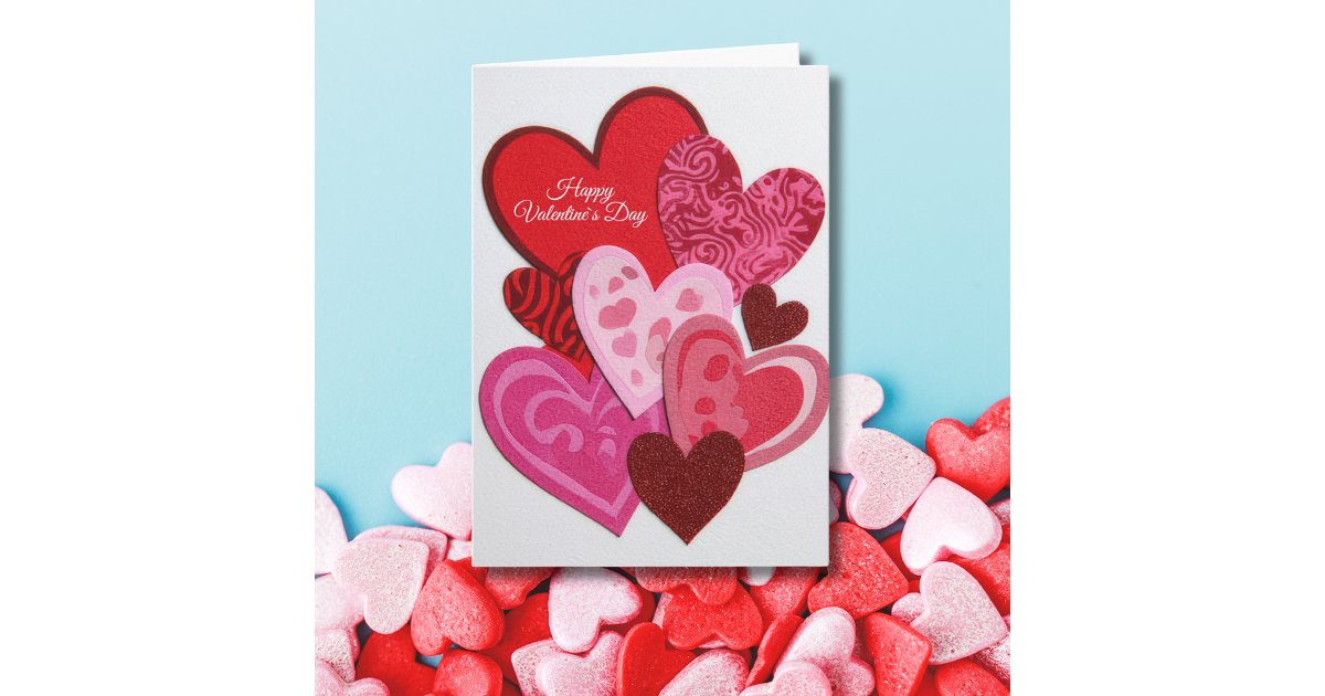 Elegant Red Heart Collage Valentine’s Day Card | Zazzle